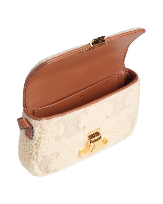 Celine Cream Handbag Lambskin, Calfskin in Natural | Lyst