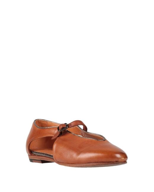 Pantanetti Camel Ballet Flats Leather in Brown | Lyst