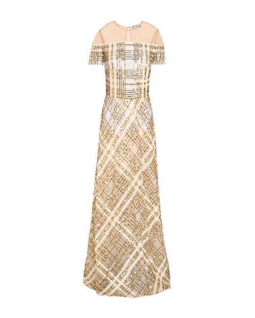 Elisabetta Franchi Ivory Maxi Dress Polyamide, Plastic in Metallic | Lyst