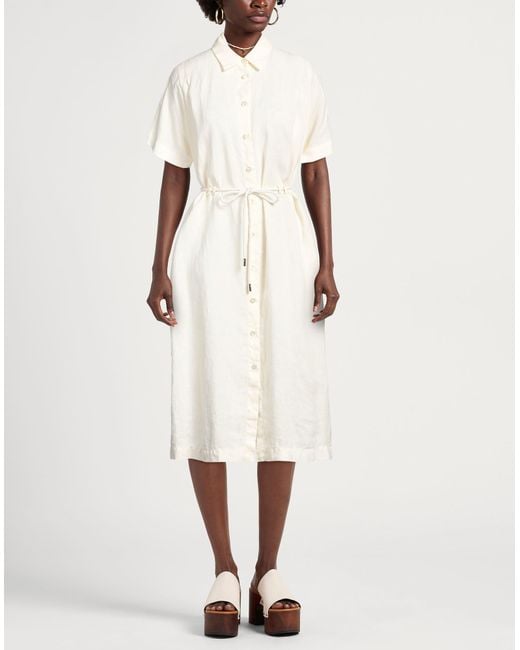 Peserico Easy Midi Dress Linen in White | Lyst