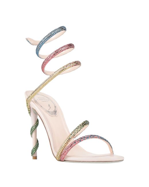 Rene Caovilla Azure Sandals Textile Fibers in Metallic | Lyst