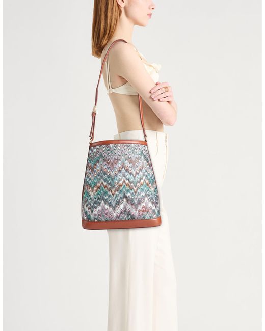 Missoni Shoulder Bag Leather, Textile Fibers in White | Lyst