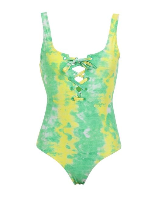 Ganni One-piece Swimsuit in Green | Lyst