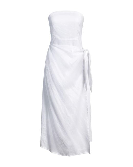 Faithfull the Brand Midi Dress Linen in White | Lyst