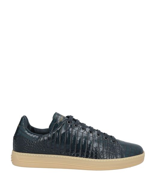 Tom Ford Crocodile-Print Leather Sneakers in Blue for Men | Lyst