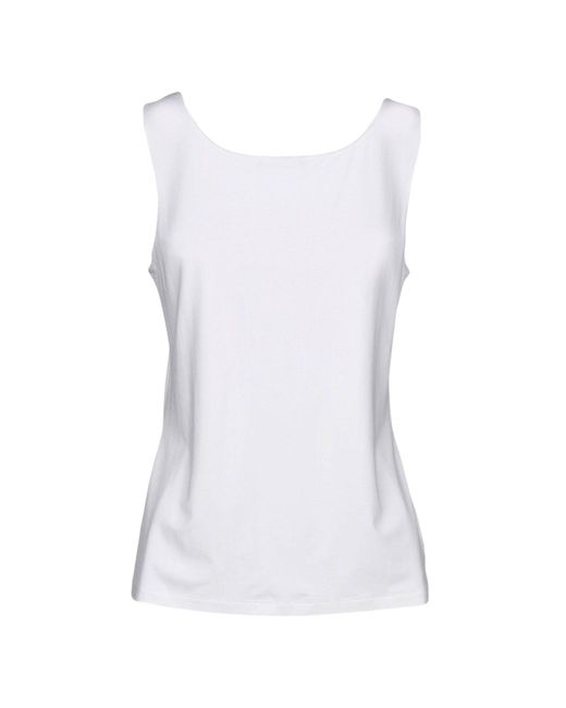 Le Tricot Perugia Tank Tops in White | Lyst UK