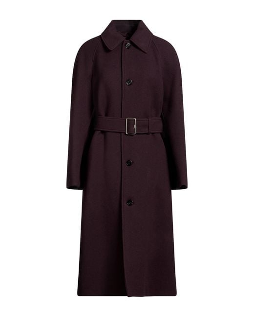 Burberry Coat Wool in Purple | Lyst