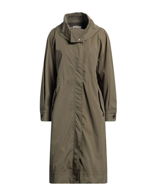 Marella Military Overcoat & Trench Coat Polyamide, Cotton in Green | Lyst