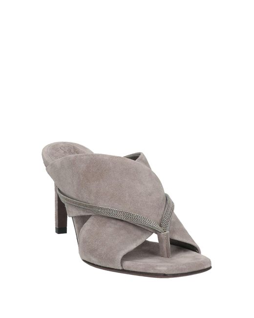 Brunello Cucinelli Thong Sandal in Gray | Lyst