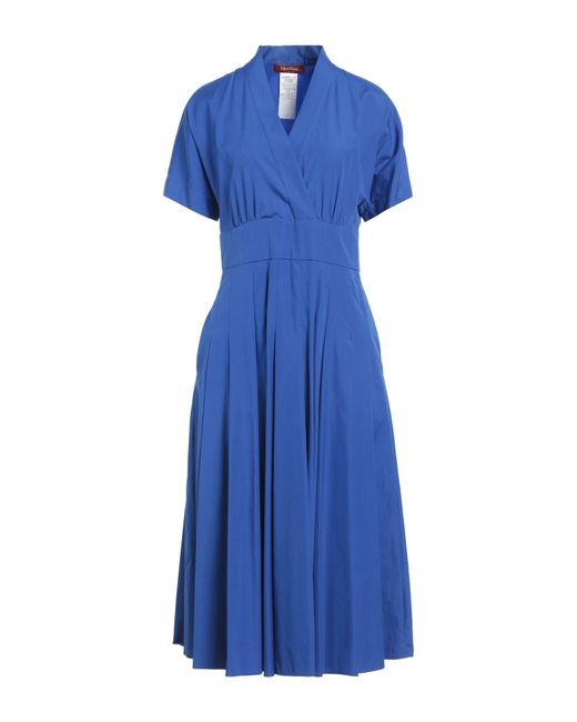 Max Mara Bright Midi Dress Cotton in Blue | Lyst