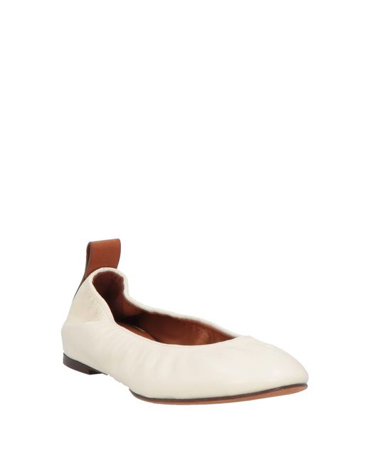 Lanvin Off Ballet Flats Leather in White | Lyst