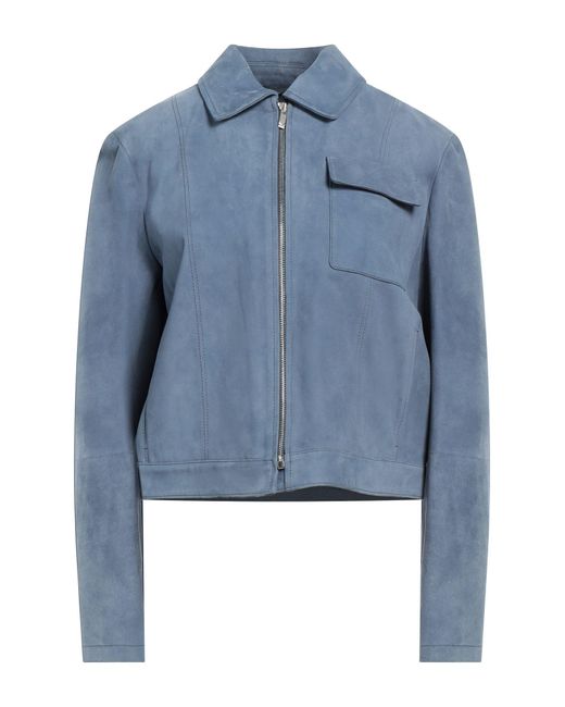 Max Mara Jacket Lambskin in Blue | Lyst