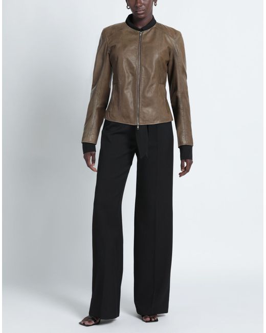 Bully Military Jacket Leather in Brown | Lyst