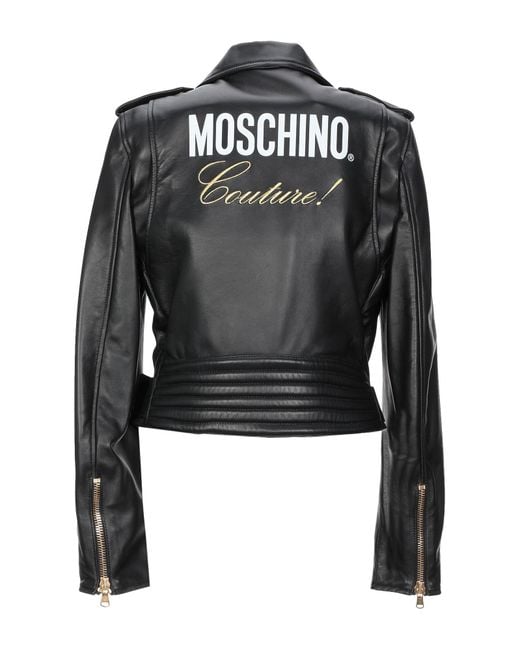 Moschino Leather Jacket in Black - Lyst