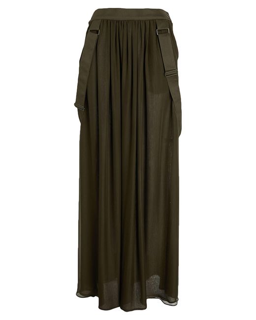 Max Mara Military Maxi Skirt Silk, Cotton in Green | Lyst