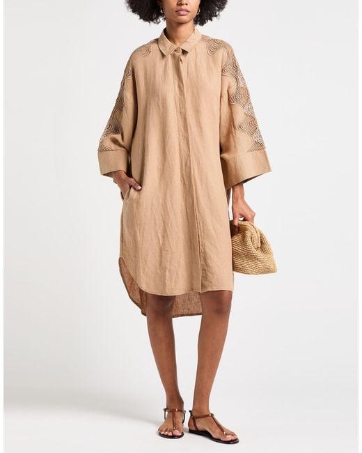 Alpha Studio Mini Dresses in Natural | Lyst UK