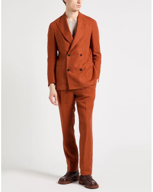 Fortela Rust Suit Linen in Red for Men | Lyst