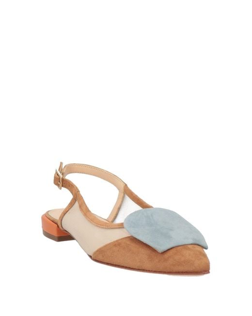 Fabio Rusconi Camel Ballet Flats Leather, Textile Fibers in Natural | Lyst