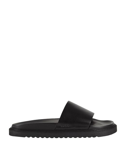 BOSS Sandals Leather in Black for Men | Lyst