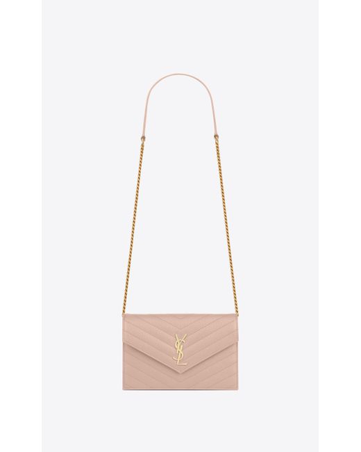 Saint Laurent Cassandre Envelope Chain Wallet in White | Lyst Australia