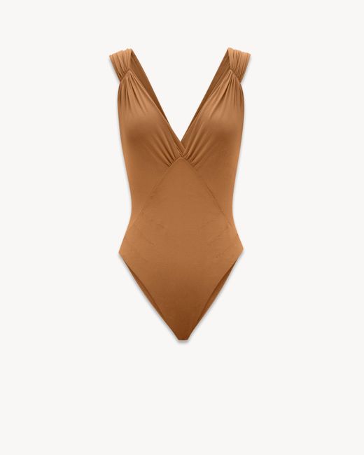 Saint Laurent Cross-Back Bodysuit in White | Lyst