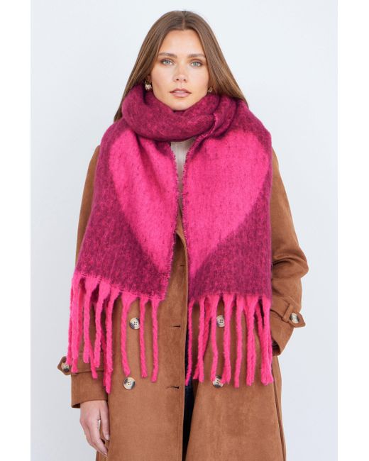 Yumi' Heart Super Fluffy Scarf in Red | Lyst UK