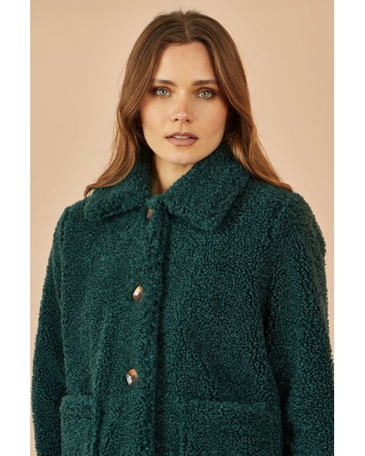 Yumi' Short Teddy Bear Jacket in Green | Lyst UK
