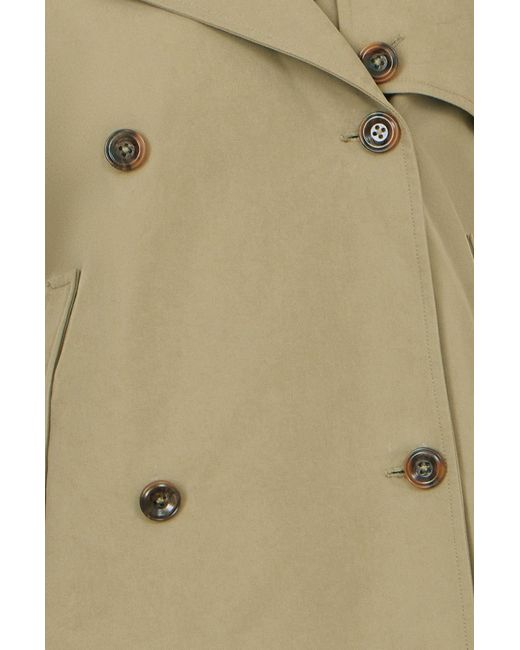 Yumi' Cropped Trench Jacket With Pockets And Check Lining in Natural ...