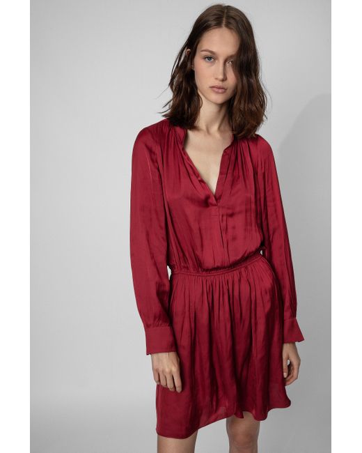 Zadig And Voltaire Rinka Satin Dress In Red Lyst Uk