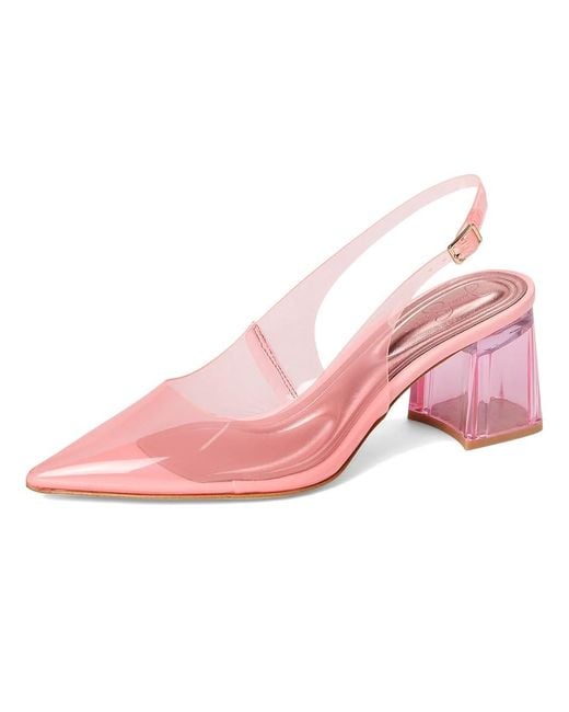 Jessica Simpson Syrina Lucite Slingback Pumps High Heels, Leather ...