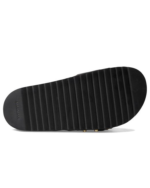 AllSaints Ellie Raffia Slider Sandals Natural/ Leather in Black | Lyst