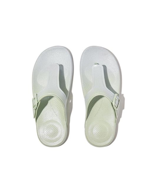 Fitflop Iqushion Iridescent Adjustable Buckle Flip-Flops (Sagebrush ...
