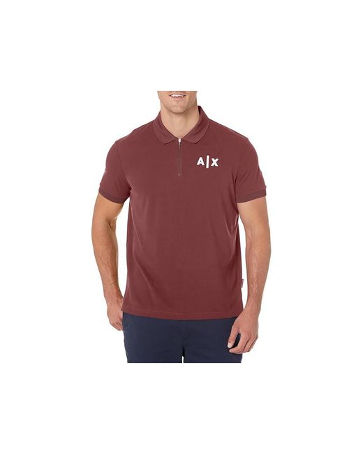 ARMANI EXCHANGE Ax Logo Zipper Polo Clothing, Cotton in Red for Men | Lyst