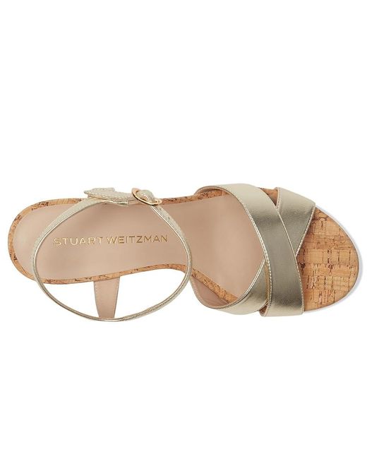 Stuart Weitzman Dayna Platform 80 Wedge Shoes, Leather in Metallic | Lyst