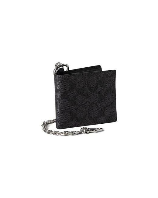 COACH Billfold Wallet With Chain in Black for Men | Lyst