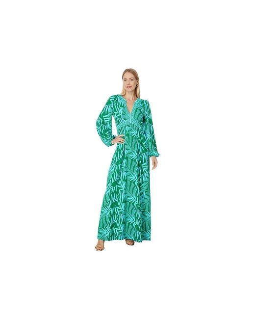 Lilly Pulitzer Wexlee Long Sleeve Maxi Dress (Fiddle Leaf Its A Jungle ...