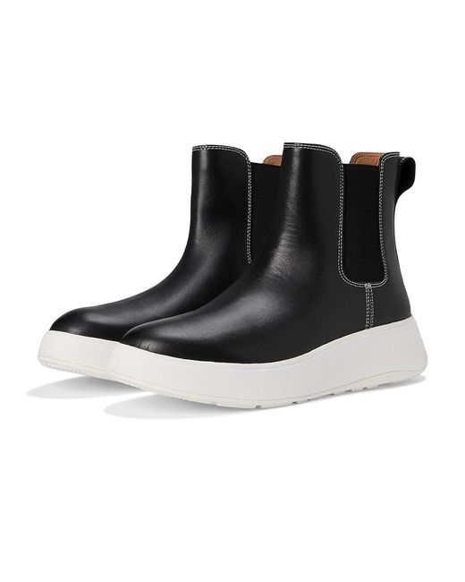 Fitflop Leather Flatform Chelsea Boots in Black | Lyst