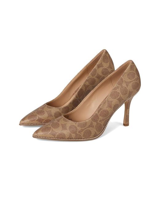 COACH Samantha Signature Coated Canvas Pumps High Heels, Leather/Rubber ...