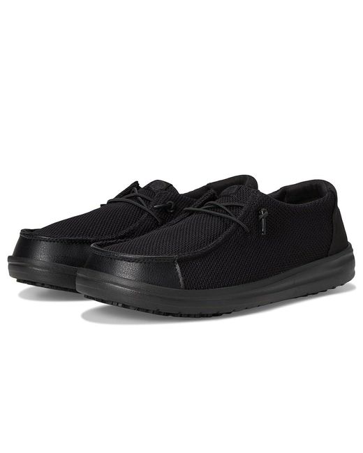 HEYDUDE Wendy Work Ce Flat Shoes, Faux Leather in Black | Lyst