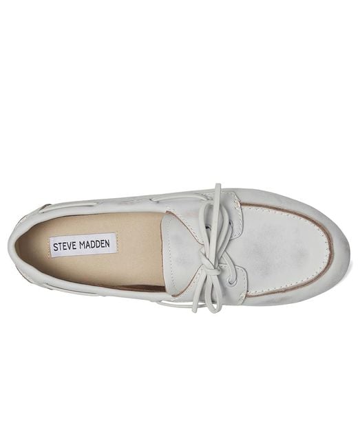 Steve Madden Sag ( Leather) Flat Shoes in White | Lyst