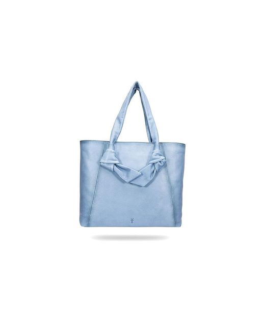 Frye Nora Knotted Tote (Washed Denim Leath) Tote Handbags in Blue | Lyst