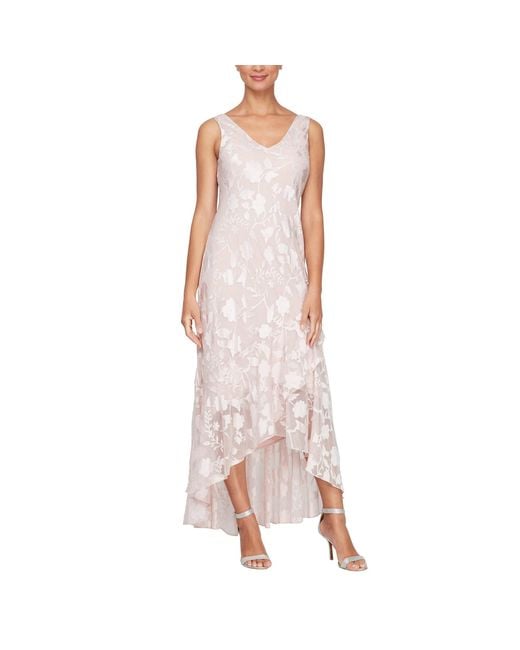 Alex Evenings Tea Length Chiffon Burnout Dress in Pink | Lyst Alex Evenings Tea Length Chiffon Burnout Dress in Pink | Lyst