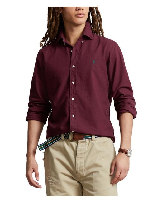 Polo Ralph Lauren Classic Fit Long Sleeve Garment Dyed Oxford Shirt In