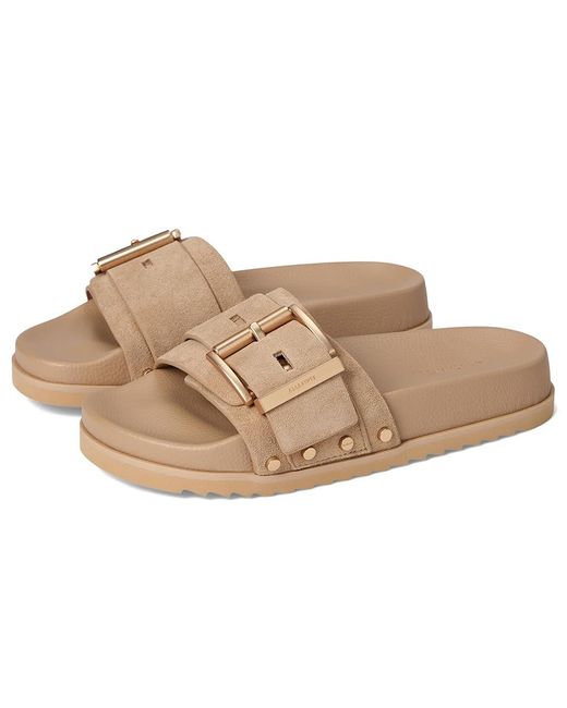 AllSaints Ellie Stud Slider Sandals, Leather in Natural | Lyst