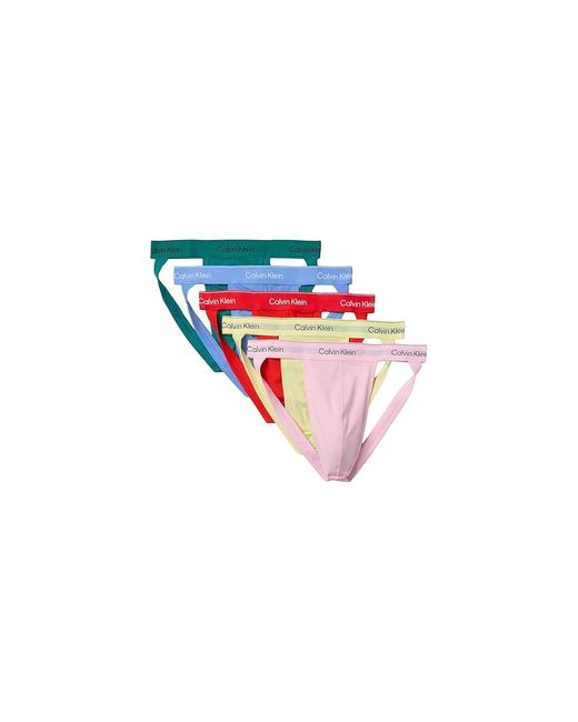 Calvin Klein Pride Cotton Stretch 5-Pack Jock Strap Underwear Bayou/Glacier/Molten/Pale Lime ...