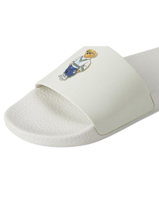 Polo Ralph Lauren Polo Bear Slide Wedge Shoes Heritage Bear in White ...
