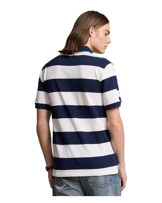 Polo Ralph Lauren Custom Slim Fit Big Pony Crest Mesh Polo in Blue for Men | Lyst