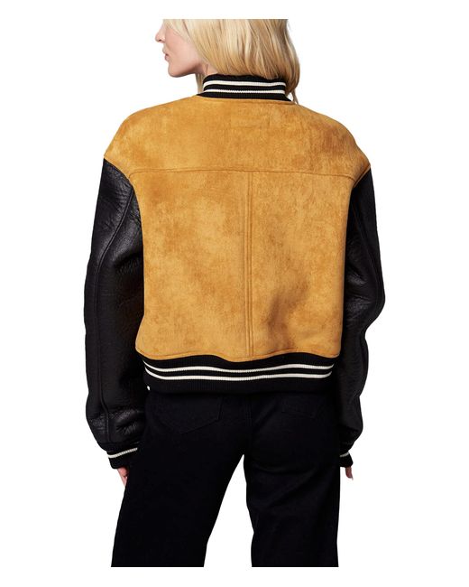 Blank NYC Bonded Faux Suede And Leather Bomber Jacket in Black | Lyst
