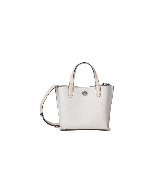 COACH Willow Tote 24 Tote Handbags, Canvas/Leather in White | Lyst