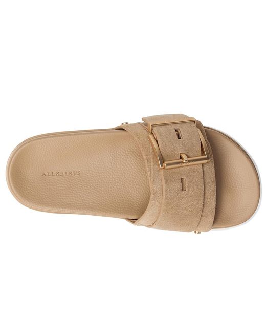 AllSaints Ellie Stud Slider Sandals, Leather in Natural | Lyst